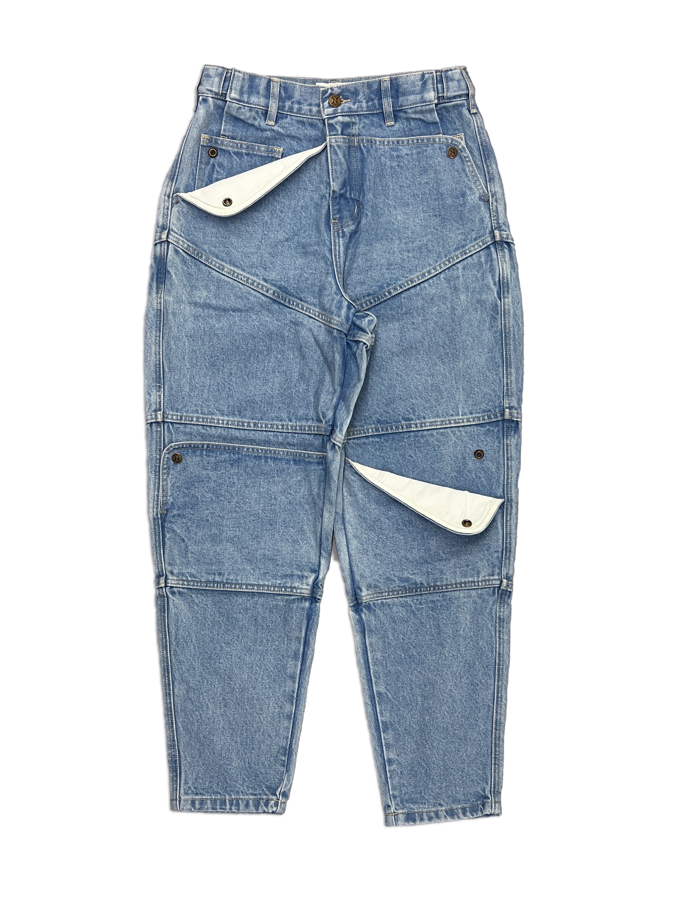 Light Blue Carpenter Tapered Mule Ear Denim Pants - Made to Measure – Nabee